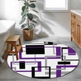 Area Rug 36in, Purple Color Block Abstract Geometric Floor Carpet ...