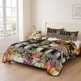90x96in Quilt Bedding Set, Autumn Pumpkin Flower Leaf Lightweight ...