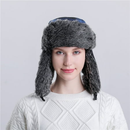 Trapper Hat Aviator Earflap Hat Faux Fur Warm Winter Hat for Men ...
