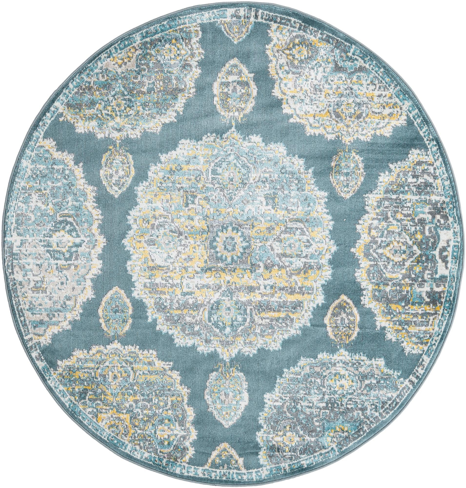 Rugs.com Paragon Collection Rug – 5 Ft Round Gray Blue Medium-Pile Rug ...
