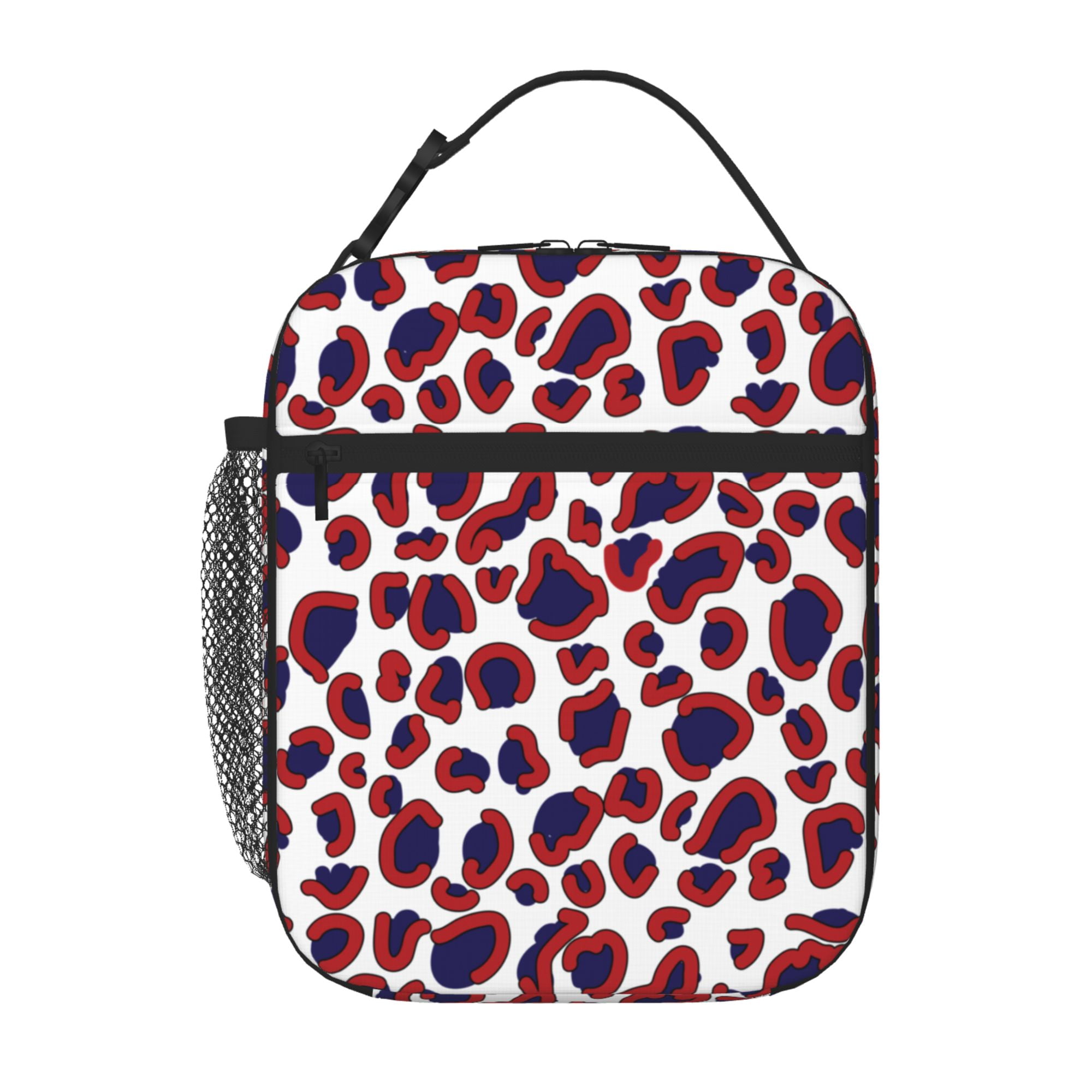 TEQUAN Portable Lunch Bag, Purple Leopard Print Spots Pattern Reusable ...