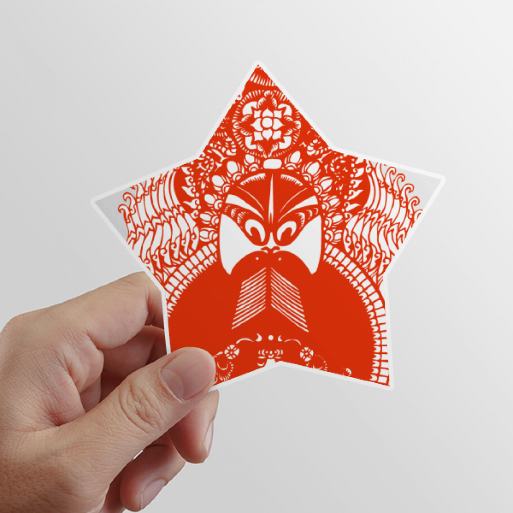 Red Peking Opera Head Moon Paper-cut Star Sticker Paster Vinyl Car Tags ...