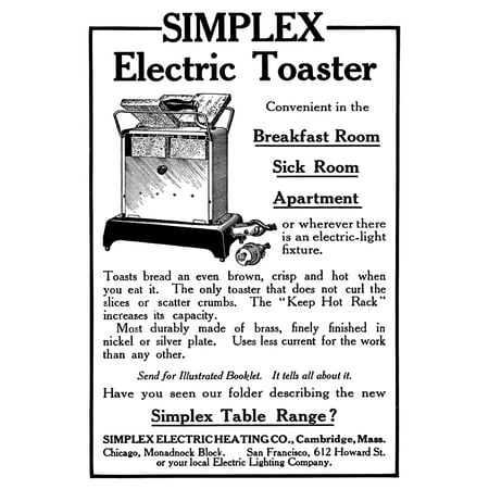 Ad: Toaster, 1911. /Namerican Magazine Advertisement For Simplex ...