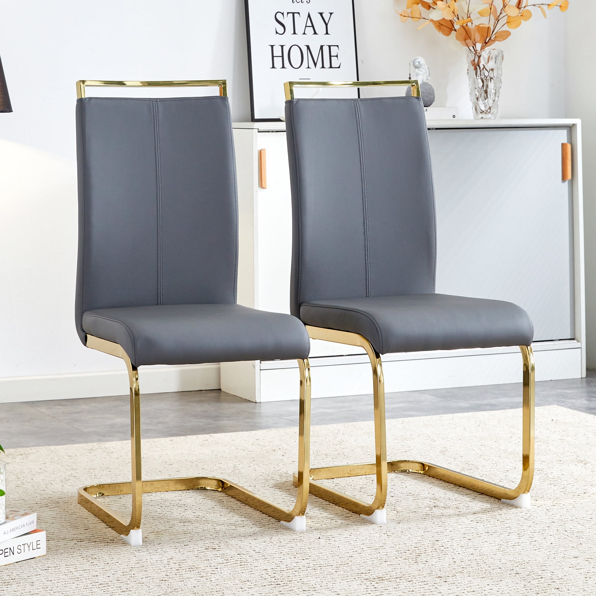 Click here for Noble House A Set Of 2 Dark Gray Pu Leather Dining... prices