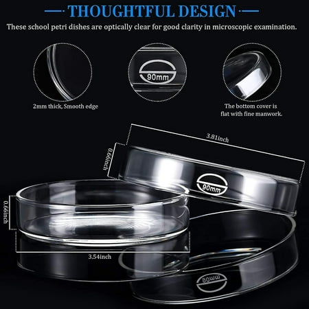 10 Packs Sterile Glass Petri Dishes Set High Borosilicate Lab Petri ...