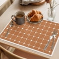 Brown Gingham Cotton Linen Placemats Set of 2, Modern Minimalist White ...