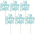 Cute Easter Bunny Ear Cake Pick Decorations - Glitter Cupcake Toppers ...
