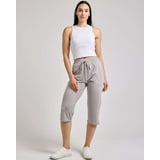 Real Essentials 3-Pack: Women's Capri Open Bottom Soft Sweatpants with ...