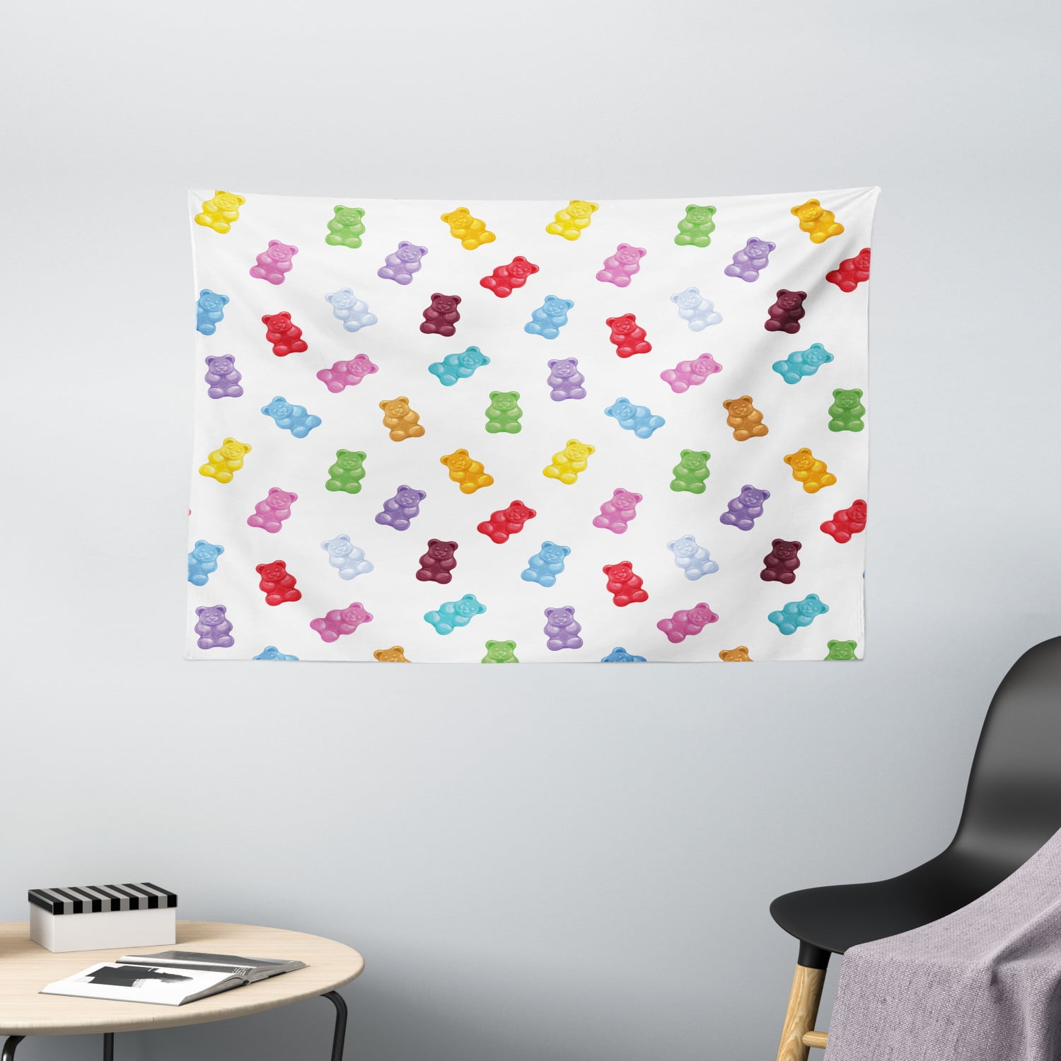 Kids Tapestry, Vibrant Colored Gummy Bears Candies Delicious Jelly ...