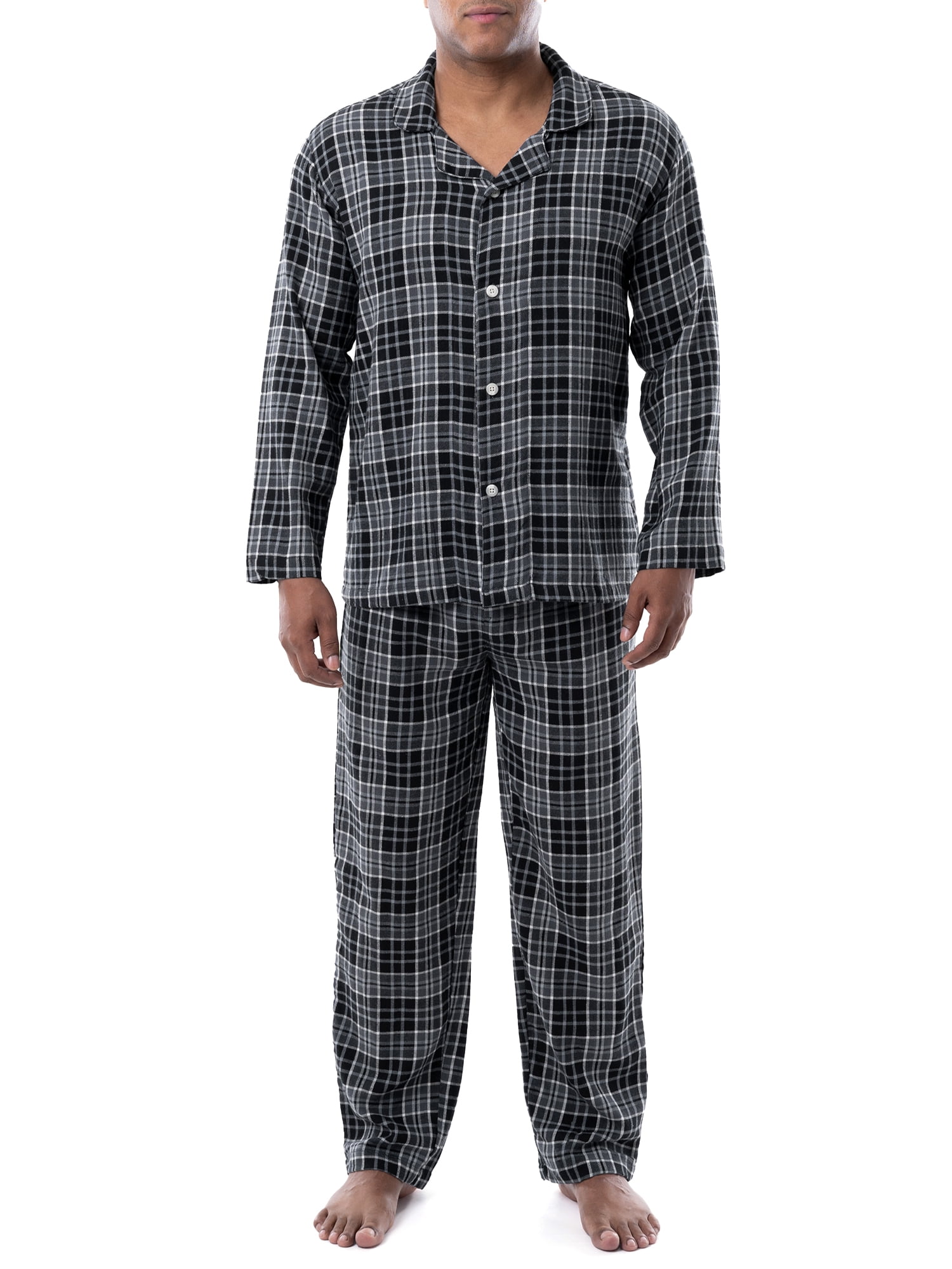 Fruit of the Loom Men's Flannel Pajama Top and Bottom Pajama Set ...