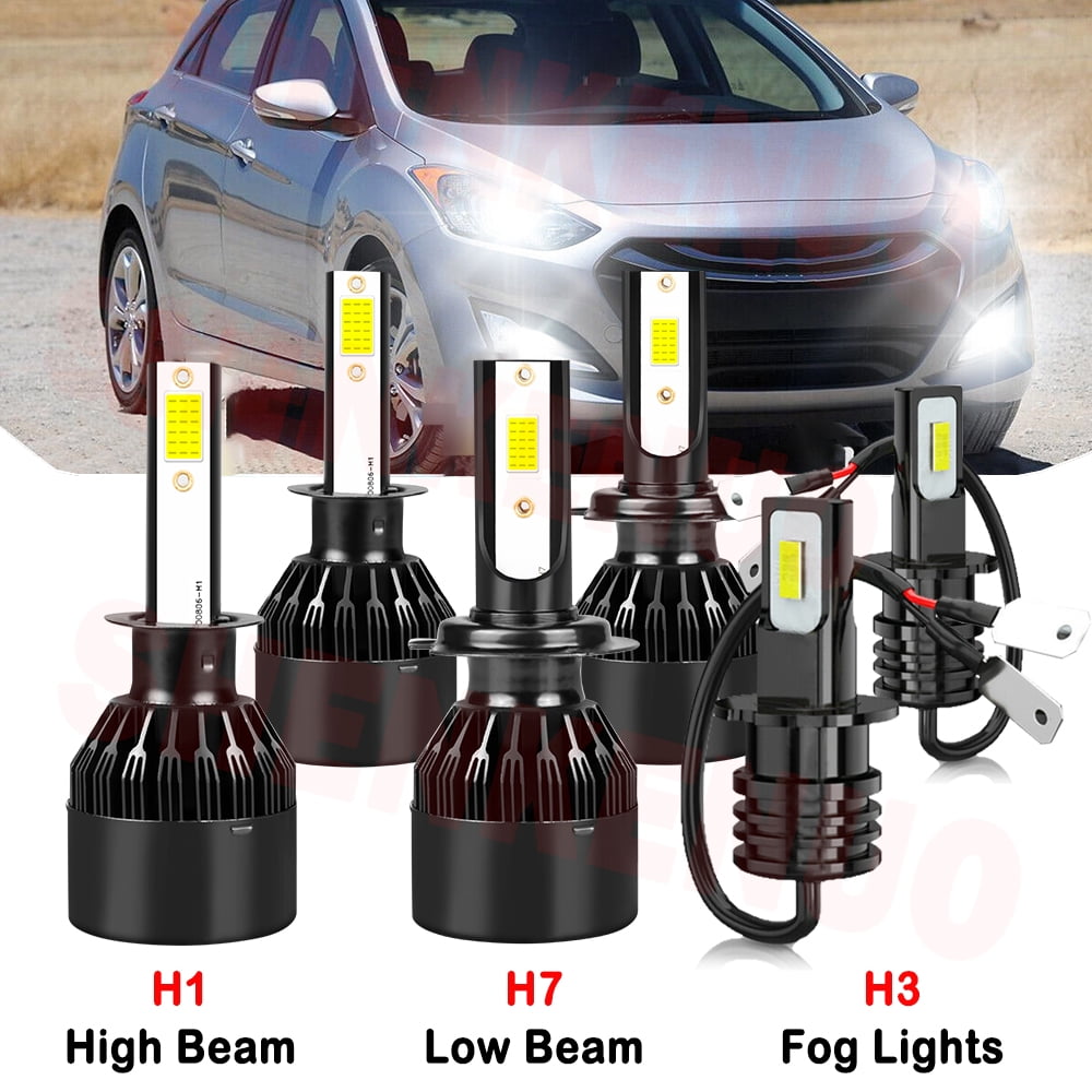 H1 H7 High&Low Beam for Hyundai Elantra 2001 2002 2003 LED Headlights ...
