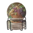 BZSMCE 6Pcs Drink Coasters With Holder 3.94Inch Grapes Painting ...