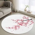 4ft Round Rug Pink Flower Area Rugs for Living Room Bedroom Washable ...
