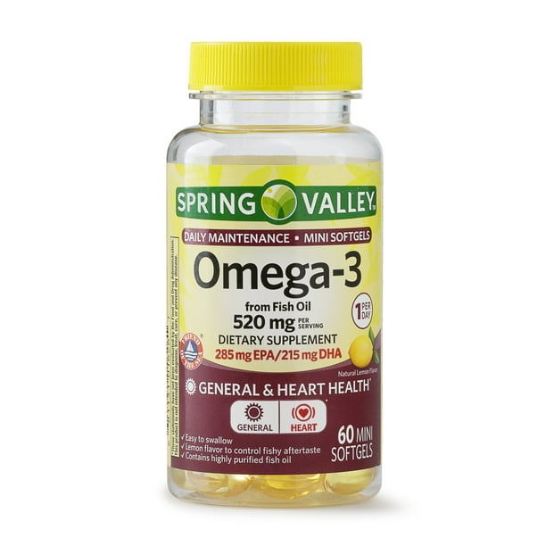Spring Valley Omega-3 from Fish Oil Mini Softgels, Daily Maintenance ...