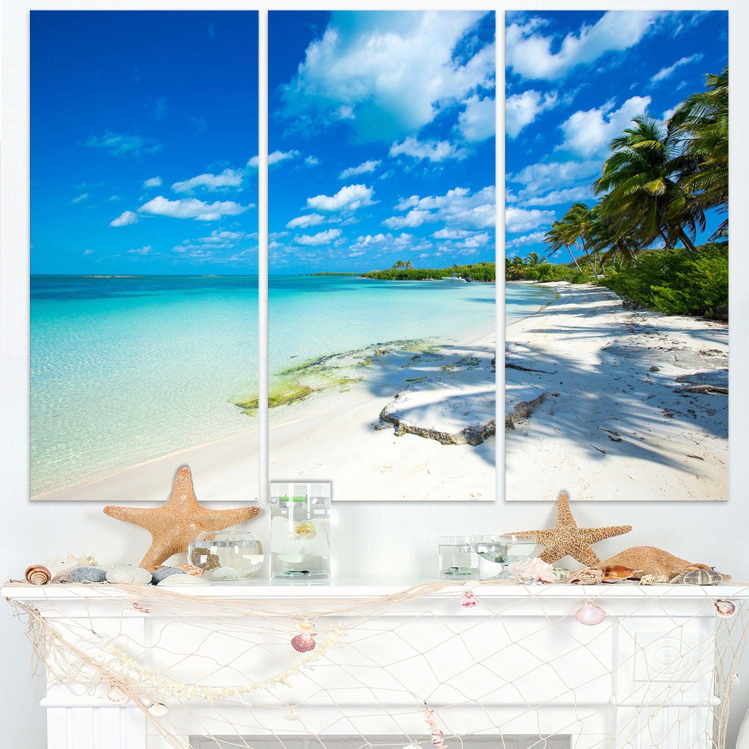 Click here for Designart Design Art Tropical Beach With Palm Shad... prices