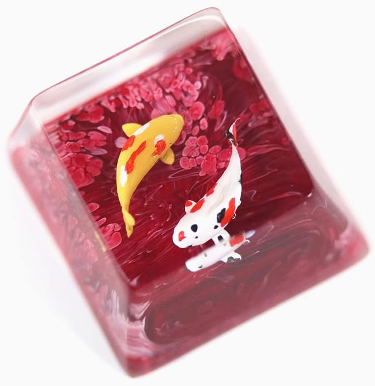 AIR-Handmade Koi Fish Backlit Resin Keycap R4/Esc Artisan Keycap Shine ...