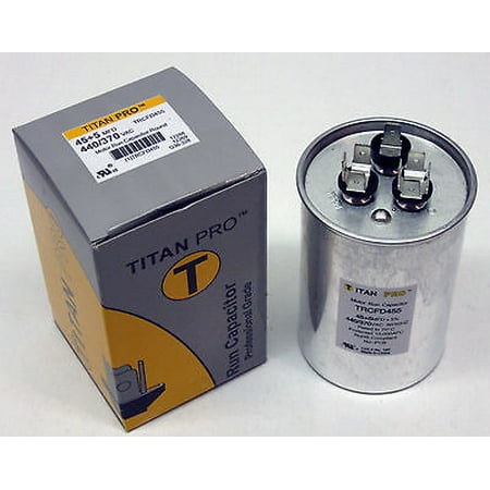 TitanPro TRCFD455 HVAC Round Dual Motor Run Capacitor. 45/5 MFD/UF440 ...