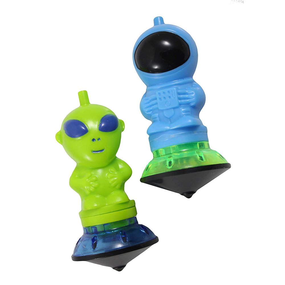 Set of 2 - Space Alien & Astronaut Spinning Tops Novelty Toy - Party ...