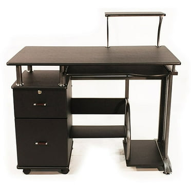 VECELO Corner Computer Desk with Keyboard Tray and Storage Shelf ...