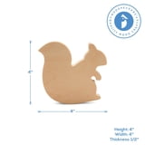 Chunky Squirrel Wood Cutout for Crafts 4-inch, Pack of 3, Wood Animal ...