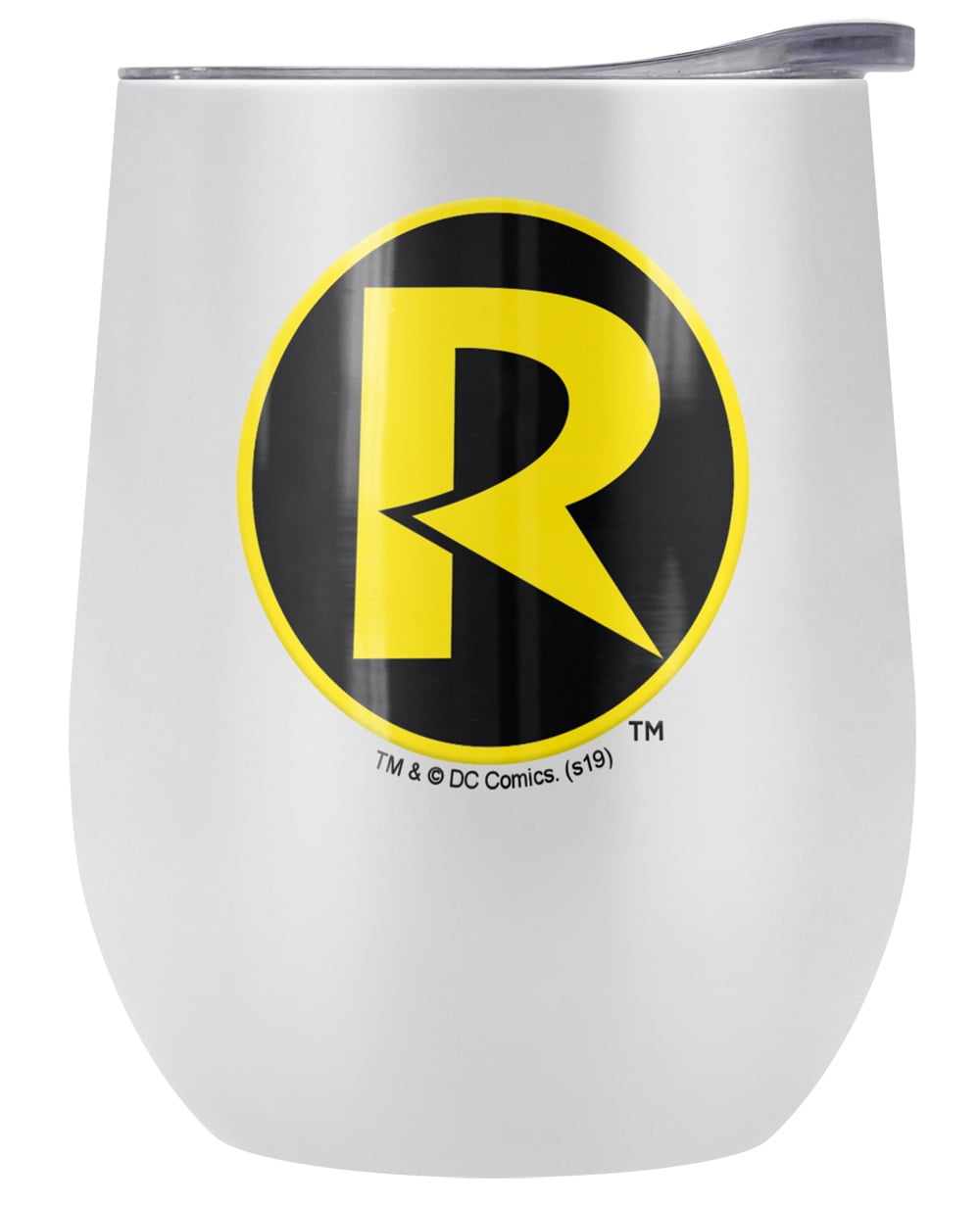 Batman Official Batman Robin R Logo Pattern 12 OZ Stemless Wine Tumbler ...