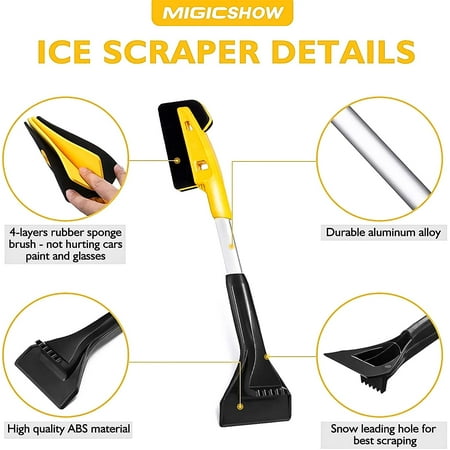 Snow Scraper, 2 in 1 Snow Brush Detachable Anti-Frost Squeegee Ice ...