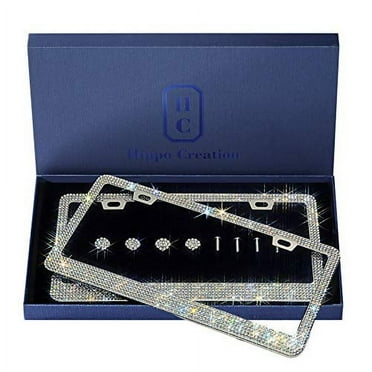 Bling License Plate Frame for Women 2 Pack Sparkly License Plate Frames ...