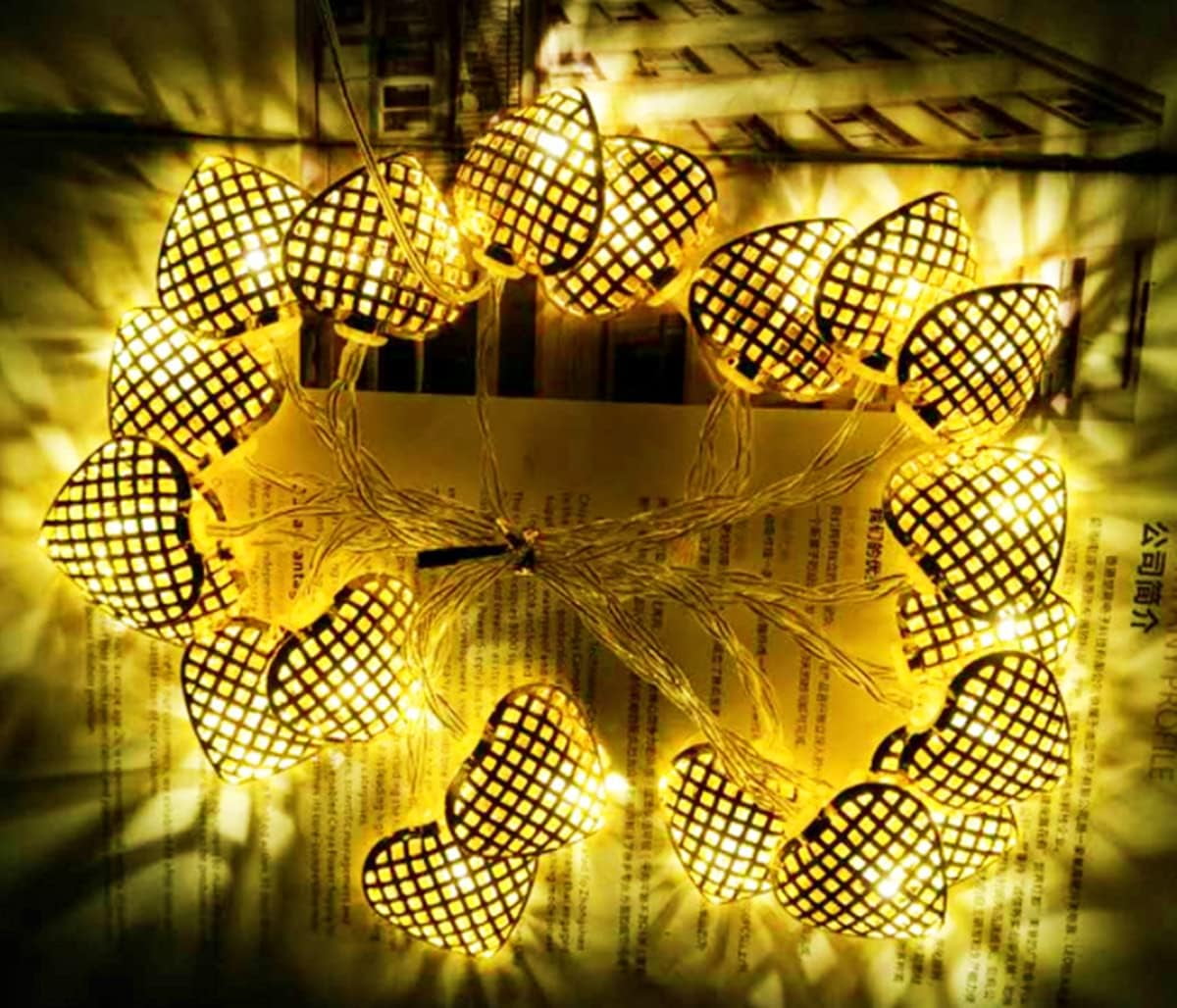 LINLIN Metal String Lights, 3M 20 LEDs Geometric String Lights Rose ...