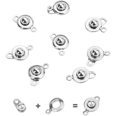 10 Sets 304 Stainless Steel Snap Button Clasps Ball & Socket Snap ...