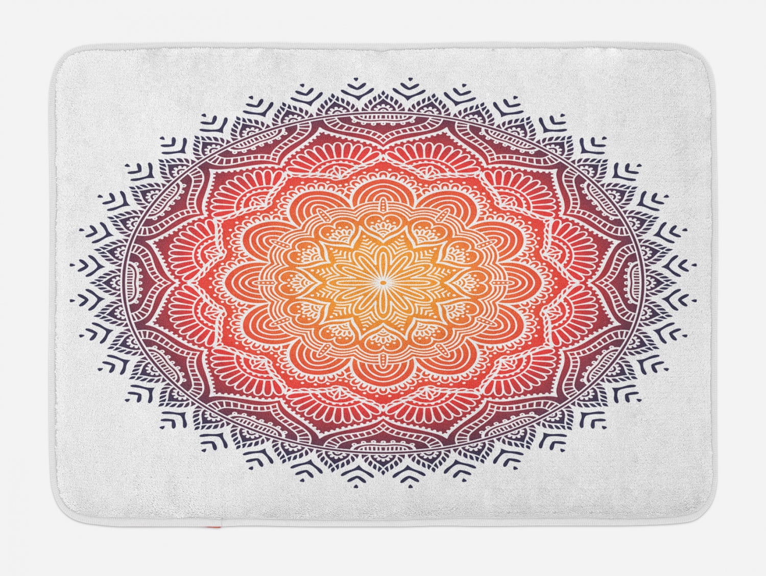 Mandala Bath Mat, Geometric National Kaleidoscope Motif with Gradient ...