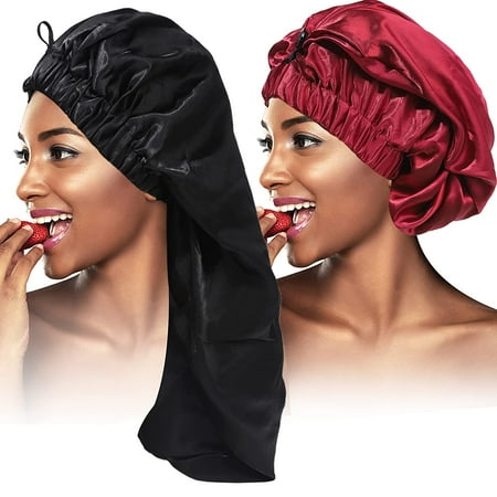 2PCS Satin Hair Braid Bonnet,Foldable Extra Long Bonnet for Braids with ...