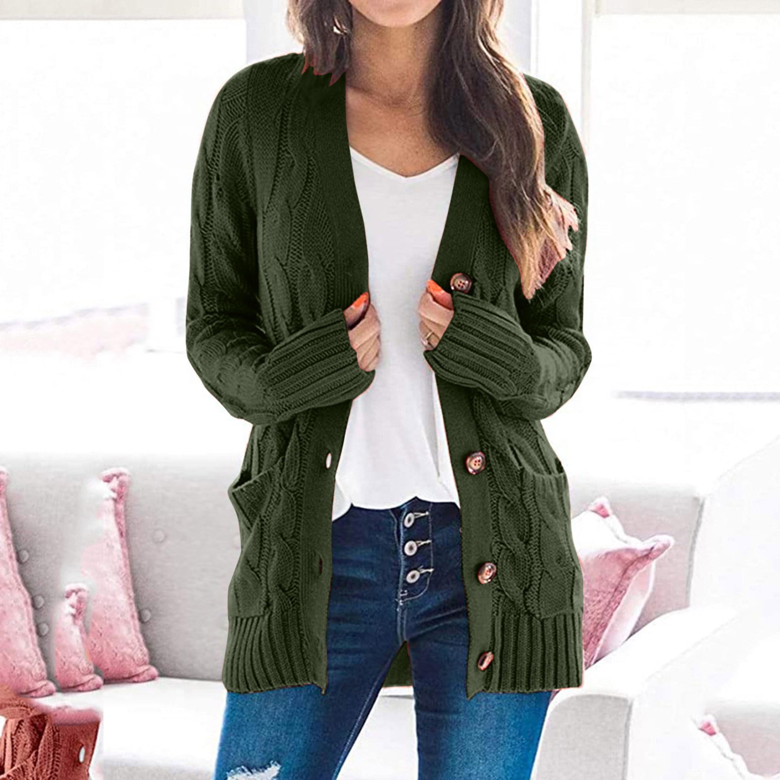 Sweaters Womens Open Sleeve Knit Boho Long Patchwork Coat Cardigan ...