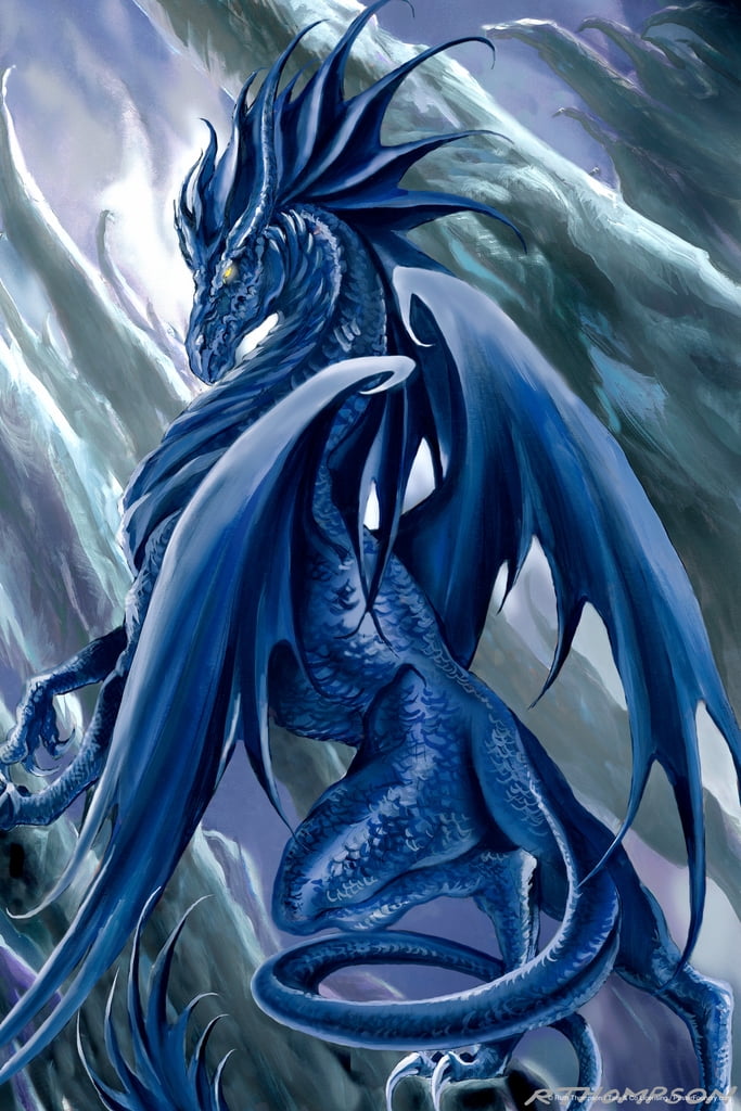 Vortex Blue Dragon by Ruth Thompson Fantasy Poster Drawing Magical ...