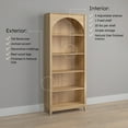 Prepac Ark 78" Tall 5-Tier Arched Bookcase in Natural Oak, Modern ...