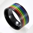 10mm Wide Titanium Stainless Steel Rainbow Gay Lesbian Wedding ...