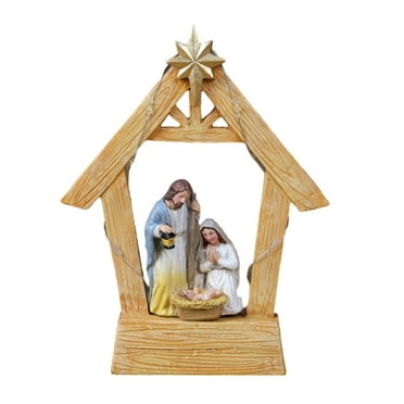 AmishToyBox.com Wooden Manger Scene, One-Piece Nativity Set for Mantel ...