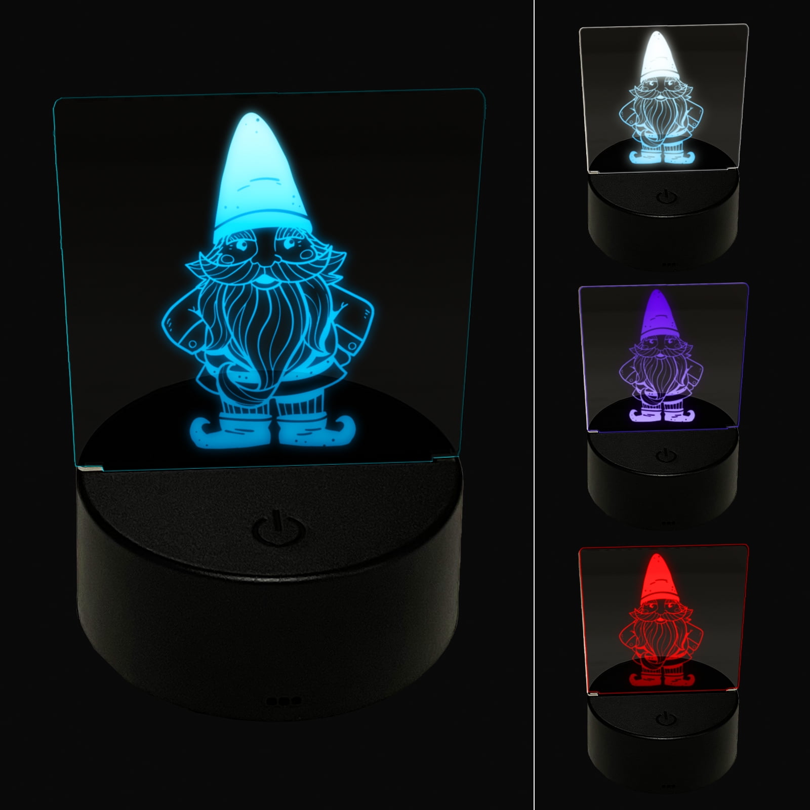 Garden Gnome LED Night Light Sign 3D Illusion Desk Nightstand Lamp ...