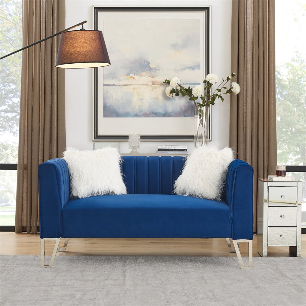 59.5" Chesterfield Sofa, Modern Velvet Tufted Upholstered Loveseat Sofa ...