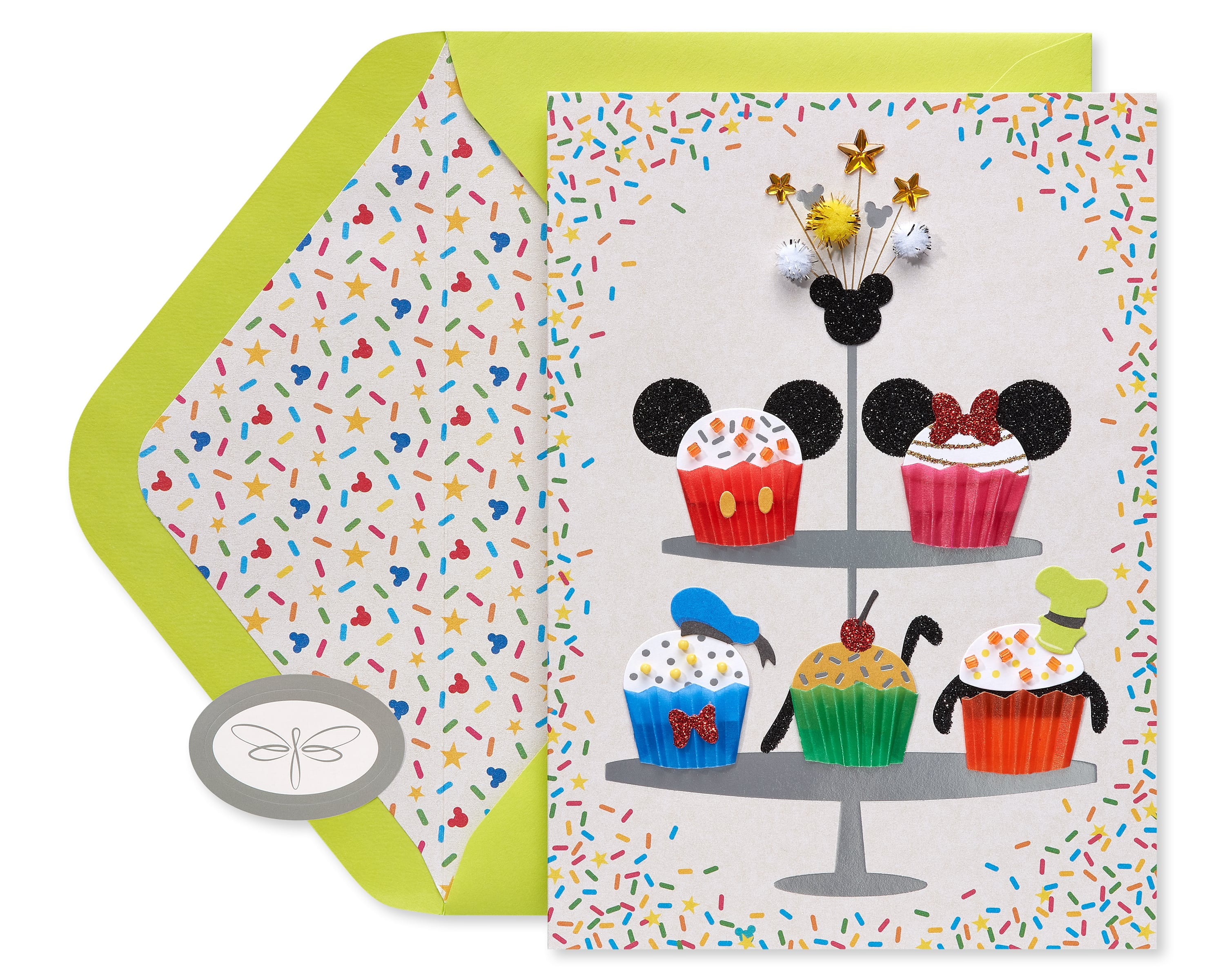 Papersong Premium Disney Cupcakes Birthday Card, Mickey, Mini, Donald ...