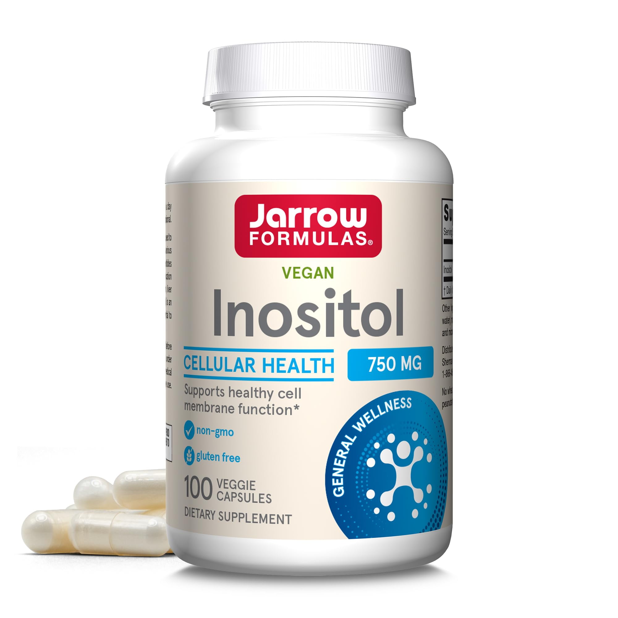 Suplemento de inositol de Jarrow Formulas, 750 mg, 100 cápsulas ...