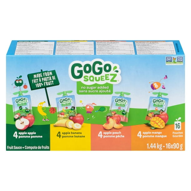 GoGo squeeZ Fruit Sauce Variety Pack, Apple Apple (4), Apple Banana (4 ...