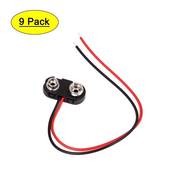 Unique Bargains 9pcs 2 Wire T Type 9V Battery Snap Clip Plug Connectors ...