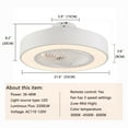 CNCEST 22" Ceiling Fan Round Acrylic Light LED Fan Invisible Flush ...