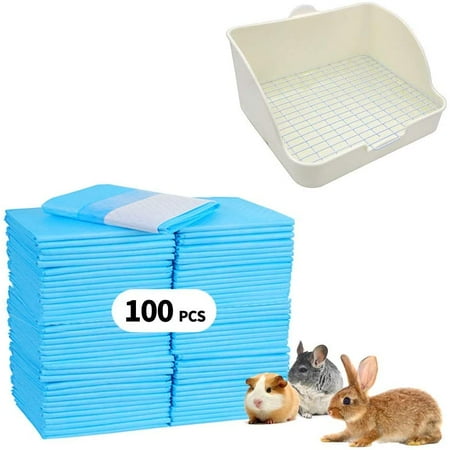 IGUOHAO 100 Pcs Rabbit Pee Pads and Rabbit Bedding Box, 18" x 13" Pet ...