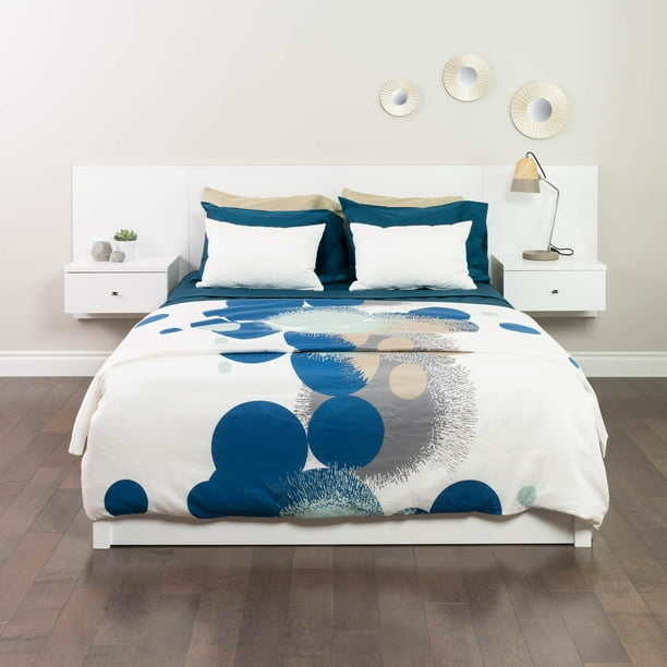 Prepac White Series 9 Designer Floating Queen Headboard With