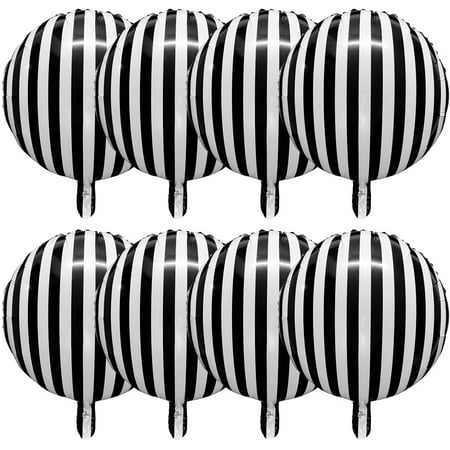8 Pack Striped Balloons Black and White Foil Balloons Aluminum Helium ...