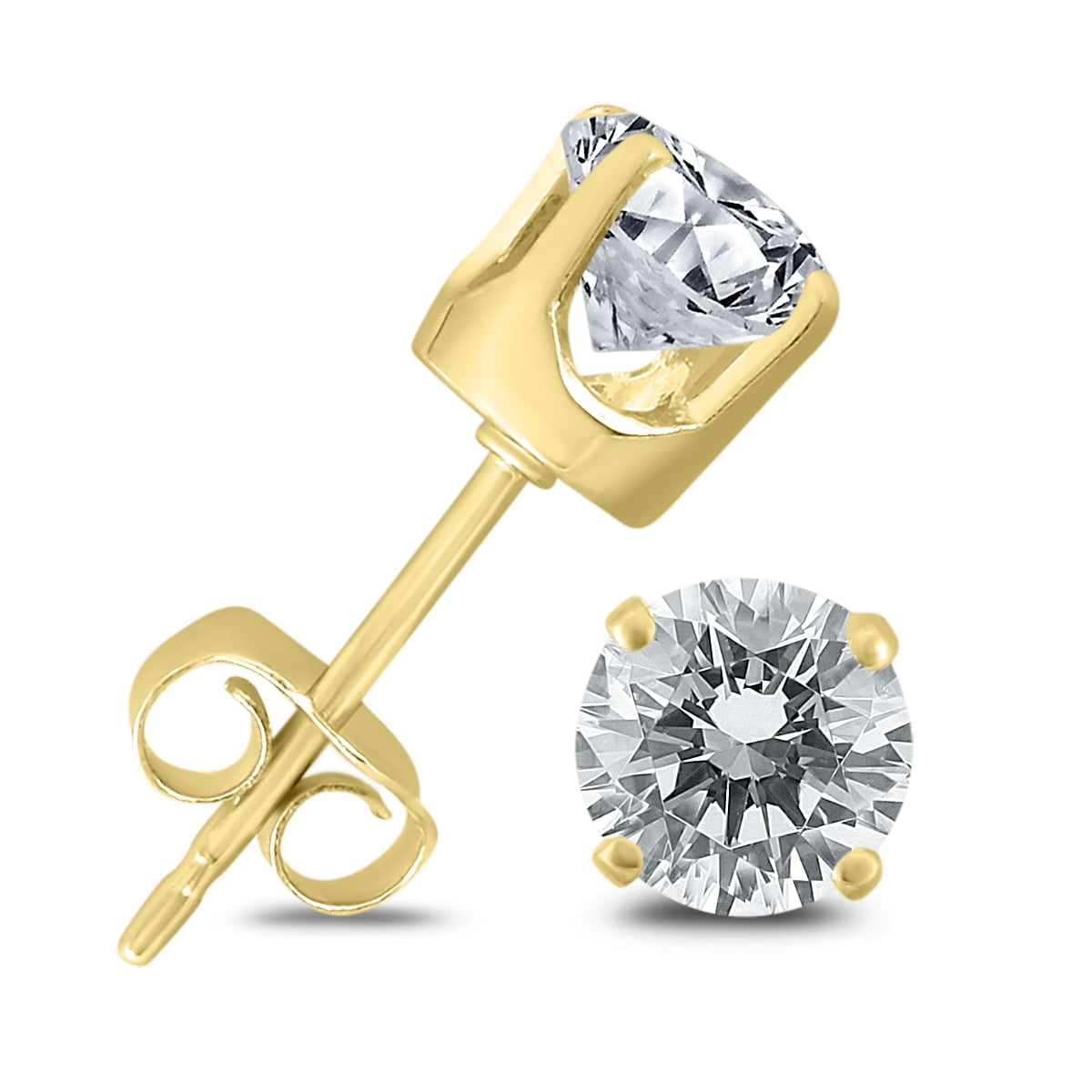 1 Carat TW Diamond Solitaire Stud Earrings in 14K Yellow Gold (I-J ...