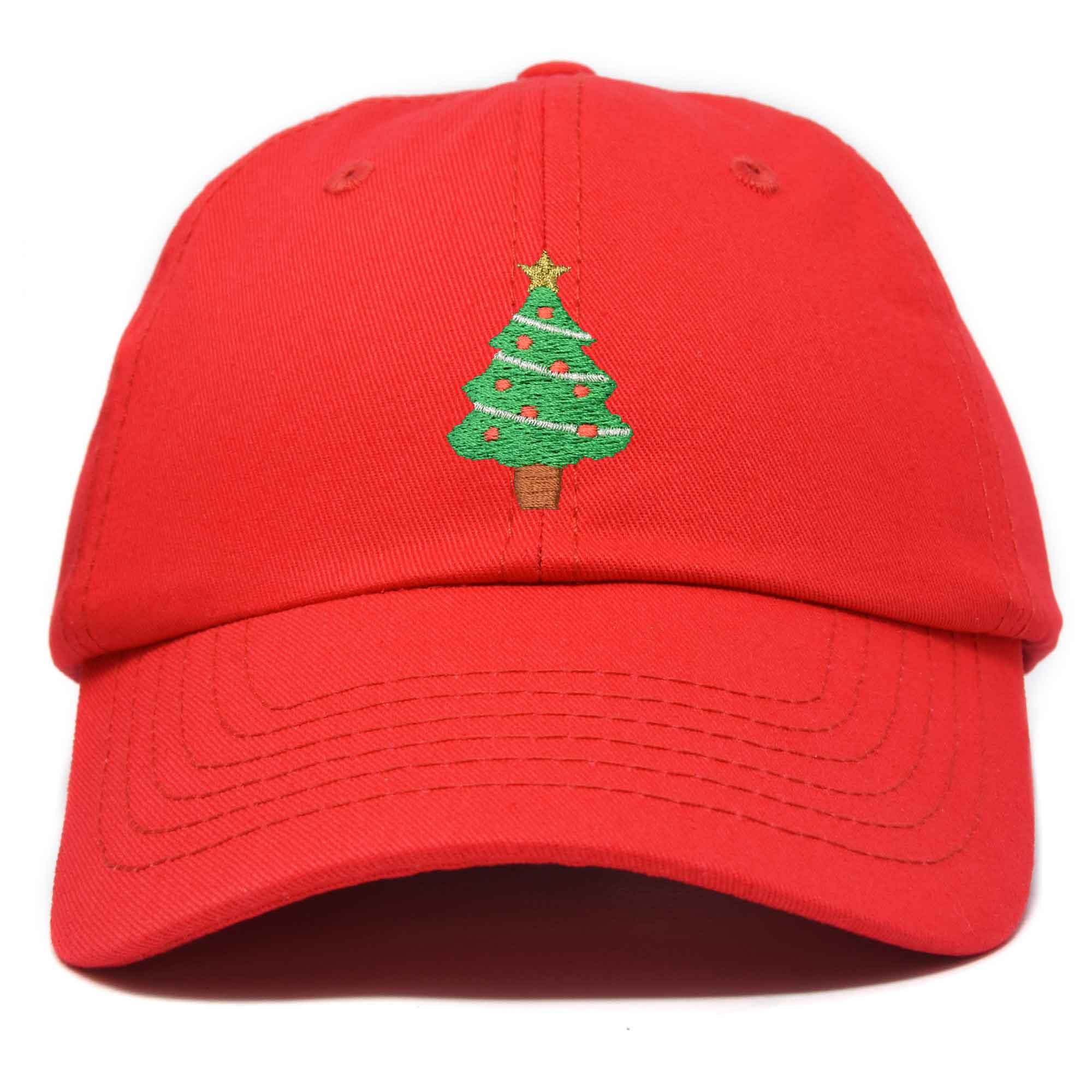 DALIX Xmas Holidays Christmas Tree Ball Cap Embroidered Hat in Red ...