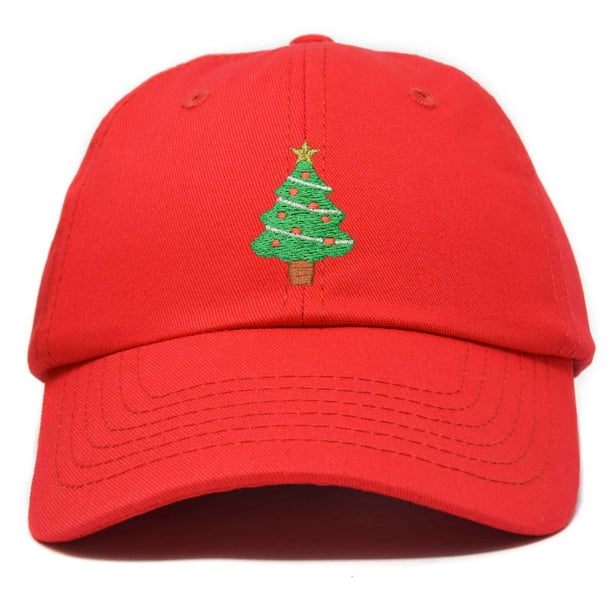 DALIX Xmas Holidays Christmas Tree Ball Cap Embroidered Hat in Red ...