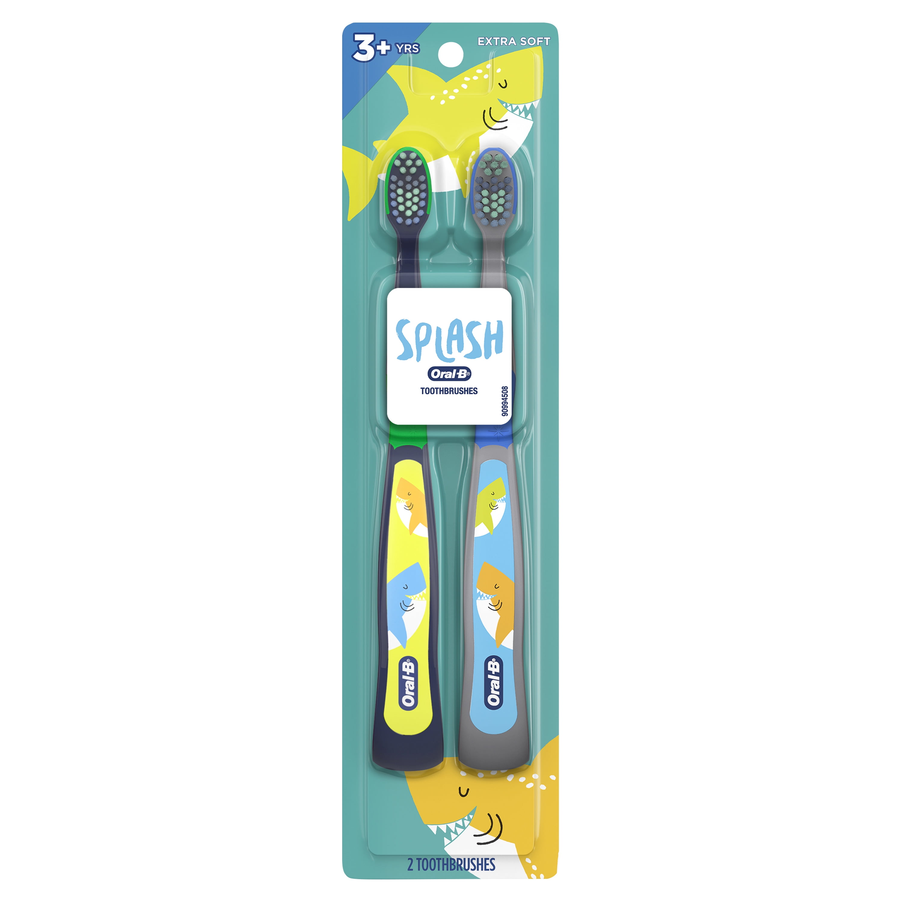 Splash by Oral-B Kids Toothbrush with Fun Shark Characters, Soft ...